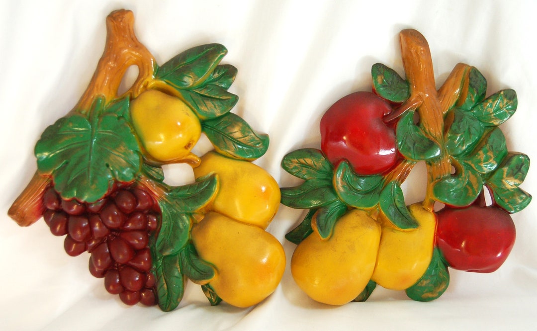 Vintage Mid Century Fruit Chalkware, Vintage Wall Art - Etsy