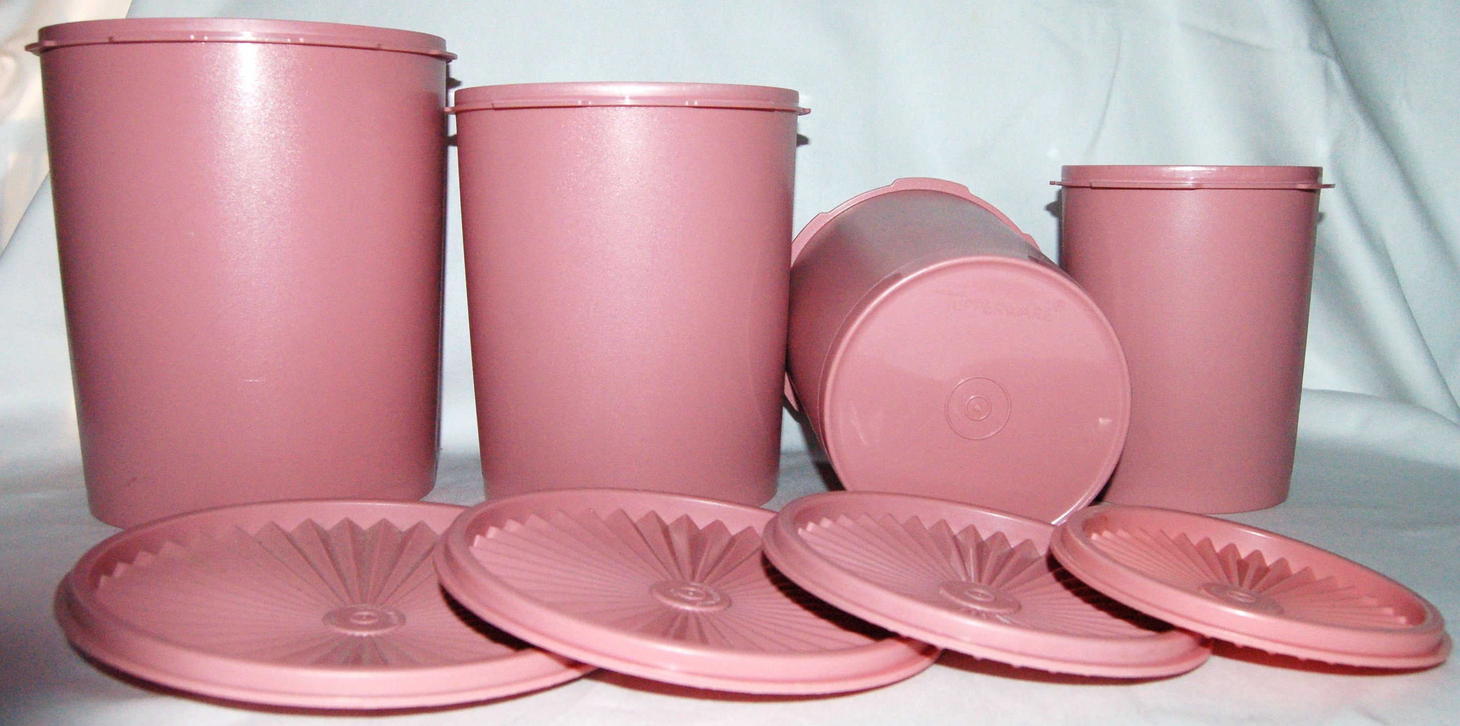 Vintage Tupperware Servalier Plain Mauve Pink Canister Set of Four - Etsy