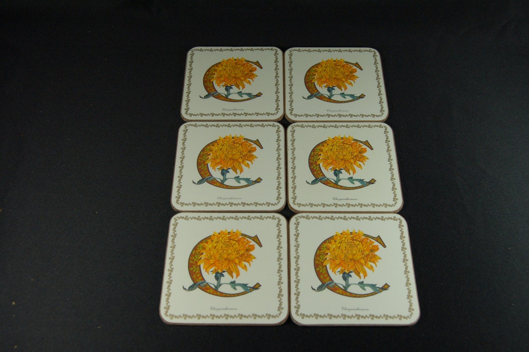 Pimpernel Floral Alphabet Coasters Letter C Chrysanthemum Box England ...