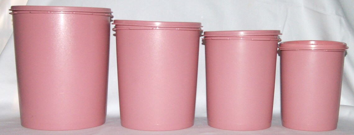 Vintage Tupperware Servalier Plain Mauve Pink Canister Set of Four - Etsy