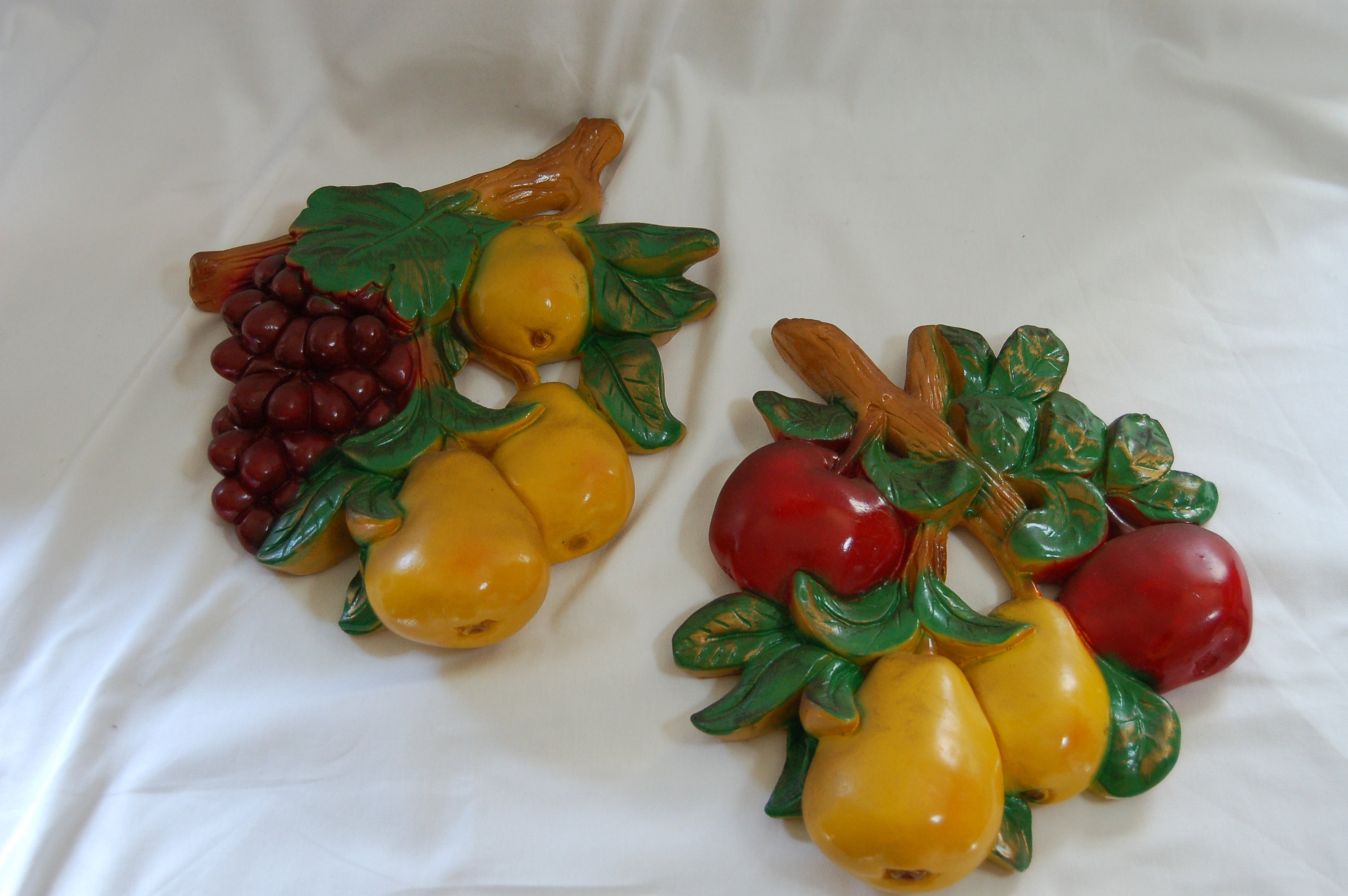 Vintage Mid Century Fruit Chalkware, Vintage Wall Art - Etsy