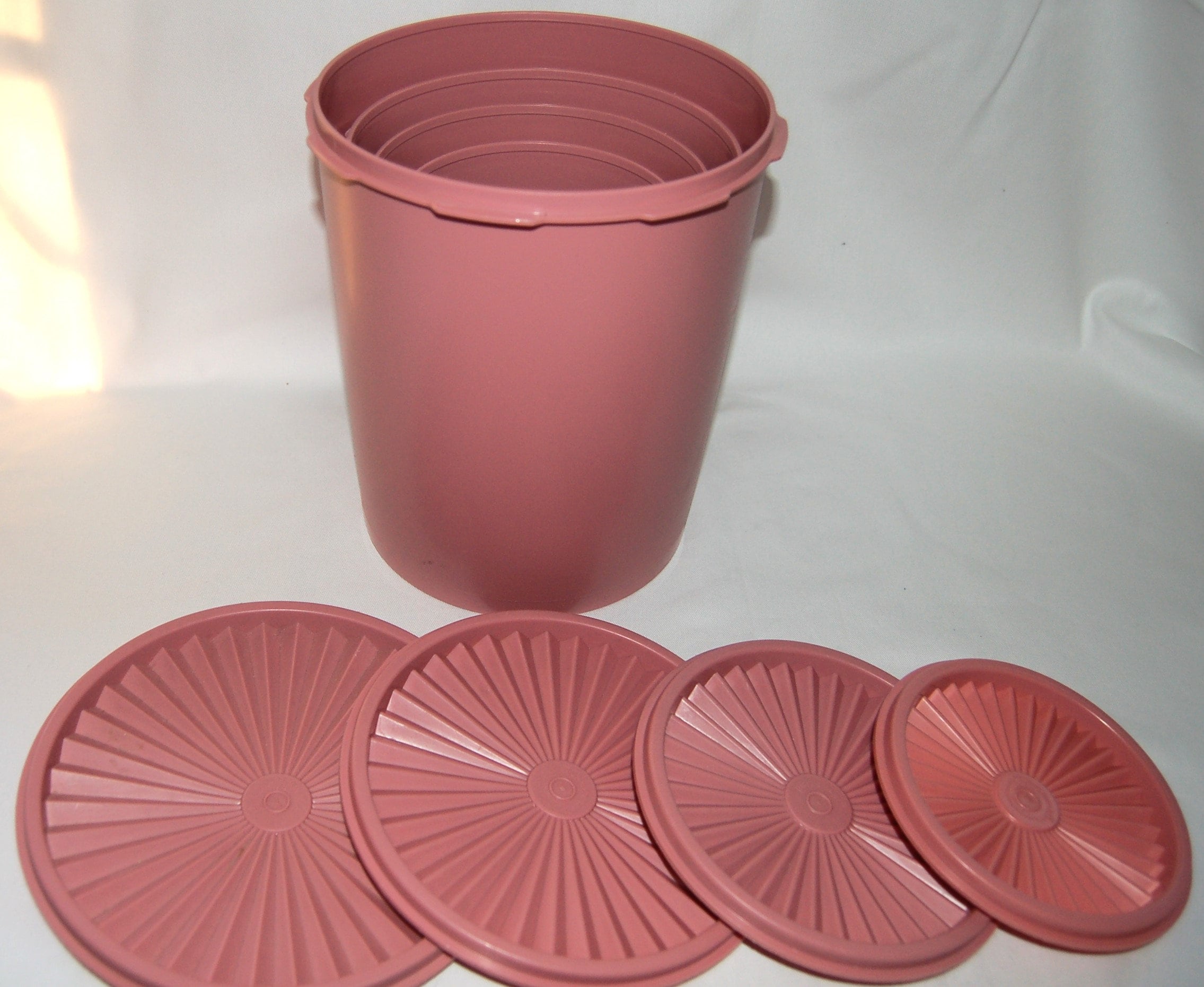 Vintage Tupperware Servalier Plain Mauve Pink Canister Set of Four - Etsy