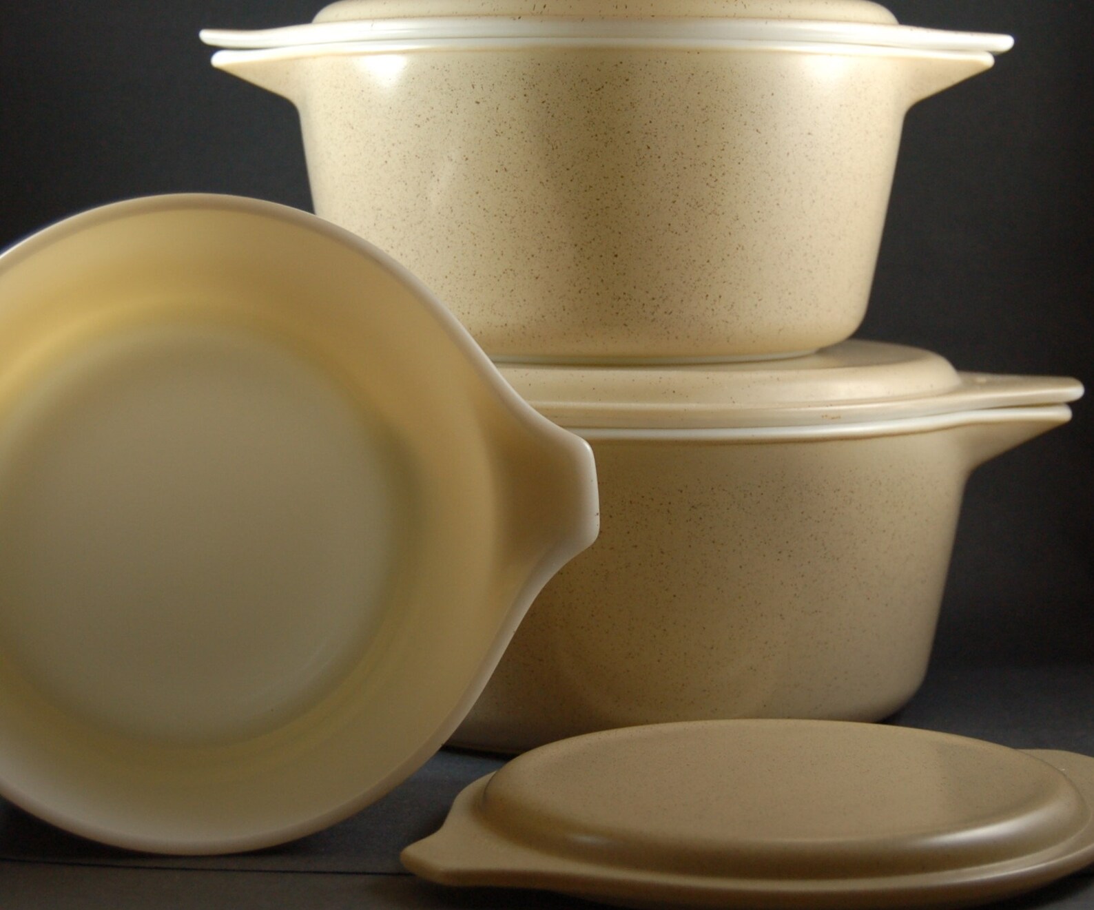 Vintage Pyrex Speckled Tan Brown Casserole Set of 3 - Etsy