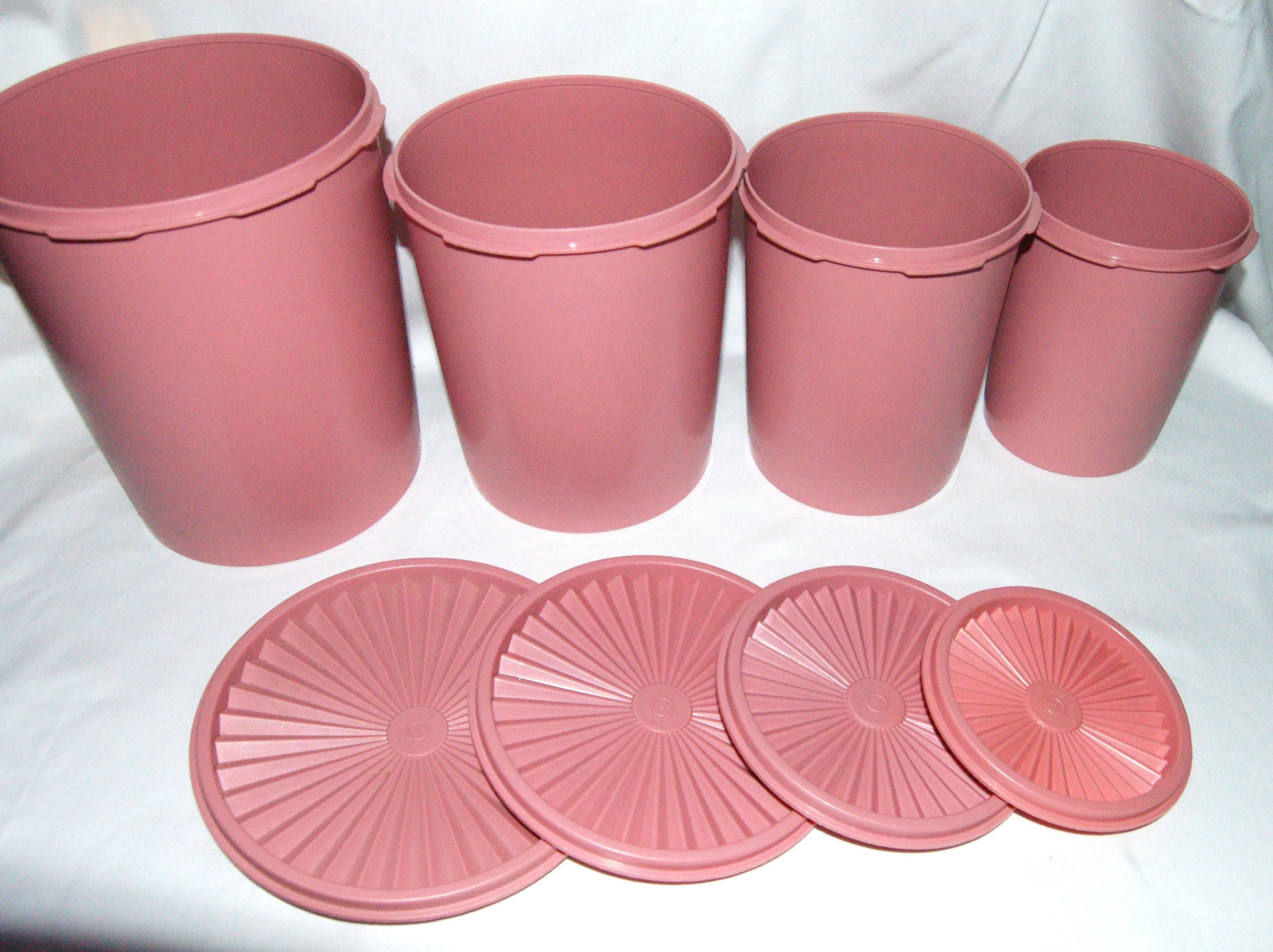 Vintage Tupperware Servalier Plain Mauve Pink Canister Set of Four - Etsy