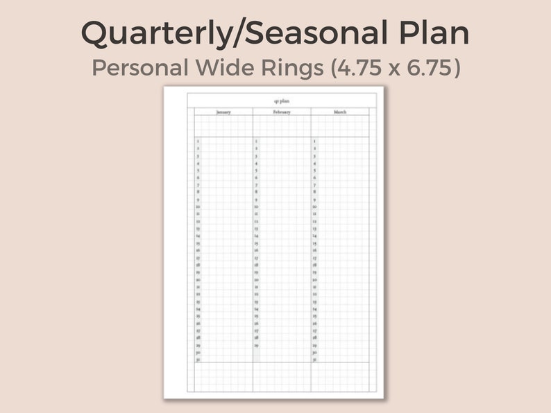 Quarterly/seasonal Plan, Printable Personal Wide Planner Inserts - Etsy