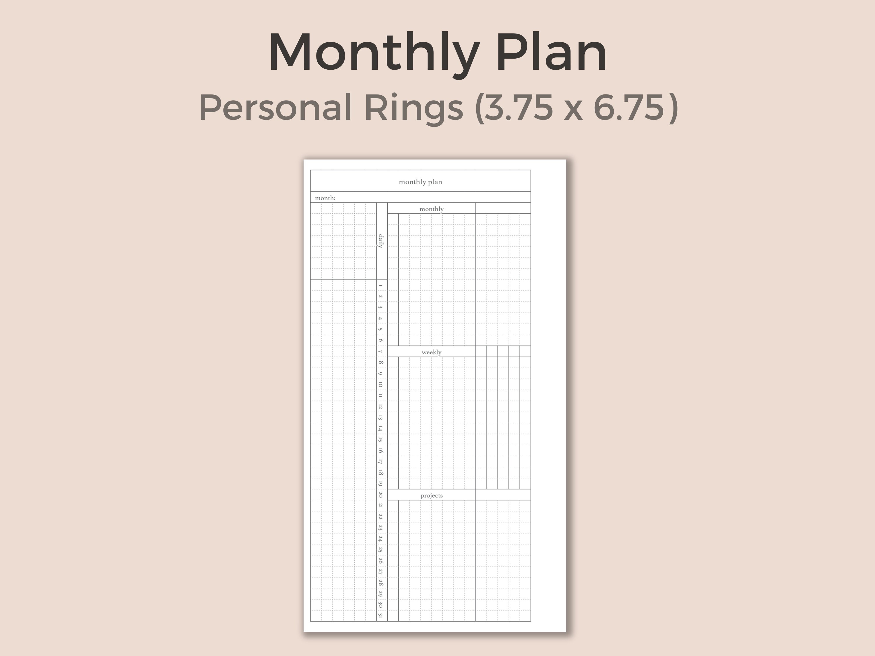 Monthly Plan and Habit Tracker, Printable Personal Planner Inserts ...