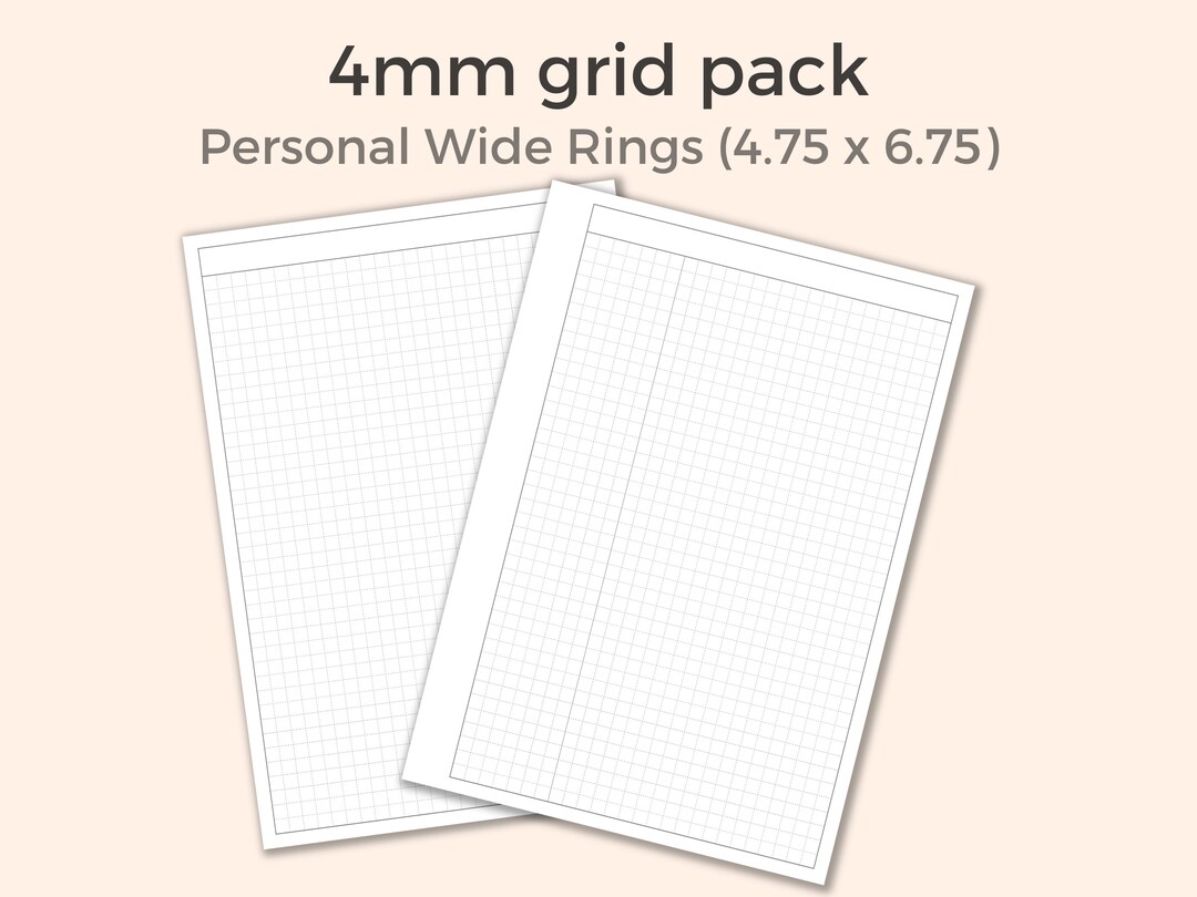 Minimal 4mm Grid Pack, Printable Personal Wide Rings Planner Inserts - Etsy