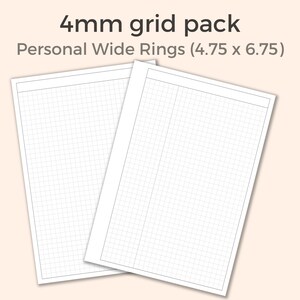 Minimal 4mm Grid Pack, Printable Personal Wide Rings Planner Inserts - Etsy