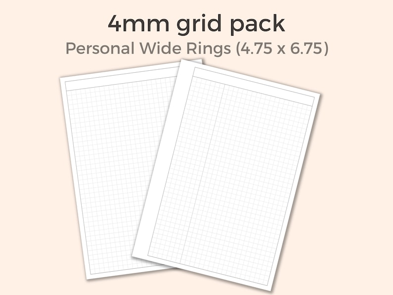 Minimal 4mm Grid Pack, Printable Personal Wide Rings Planner Inserts - Etsy