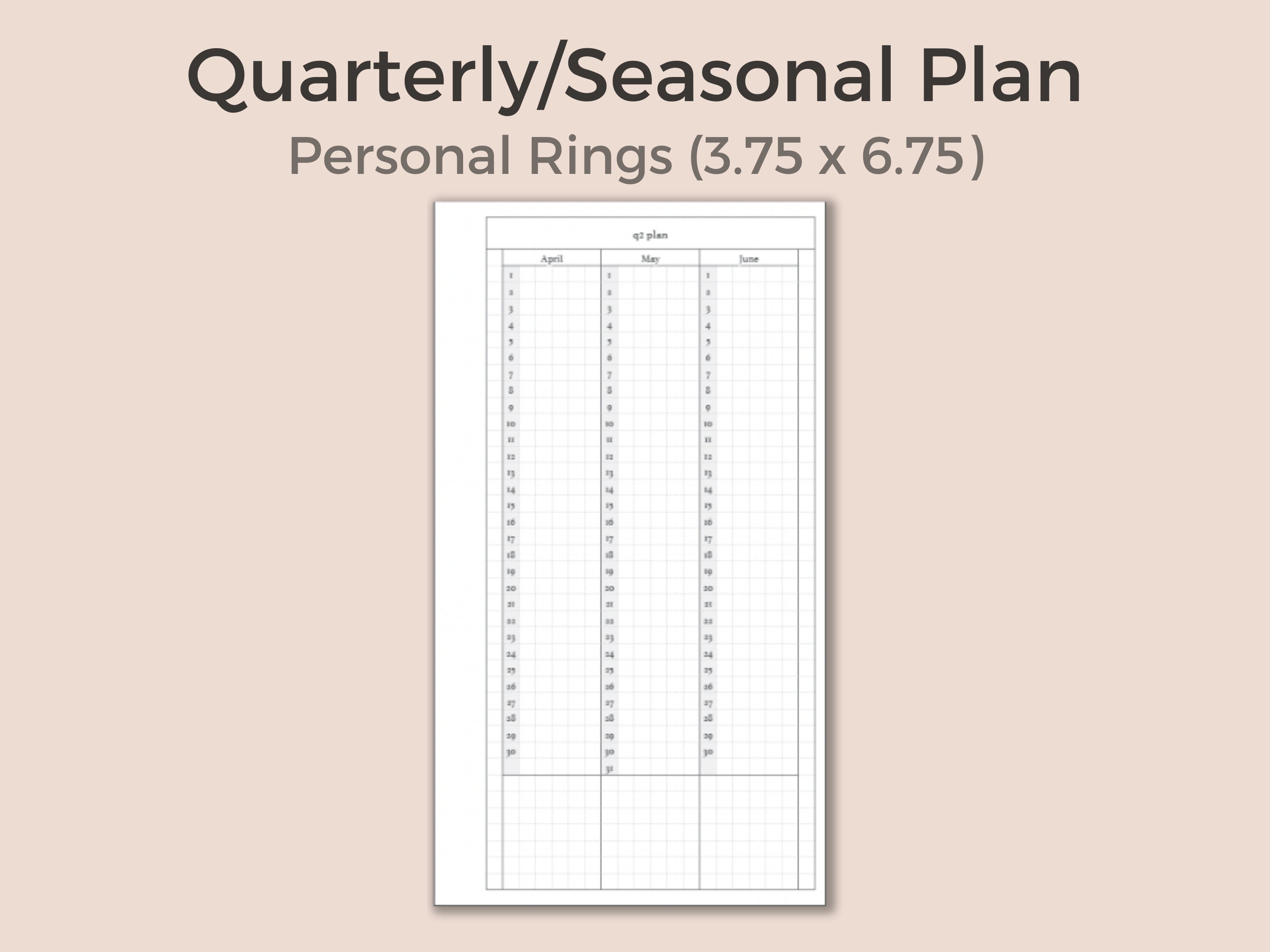 Quarterly/seasonal Plan, Printable Personal Planner Inserts - Etsy