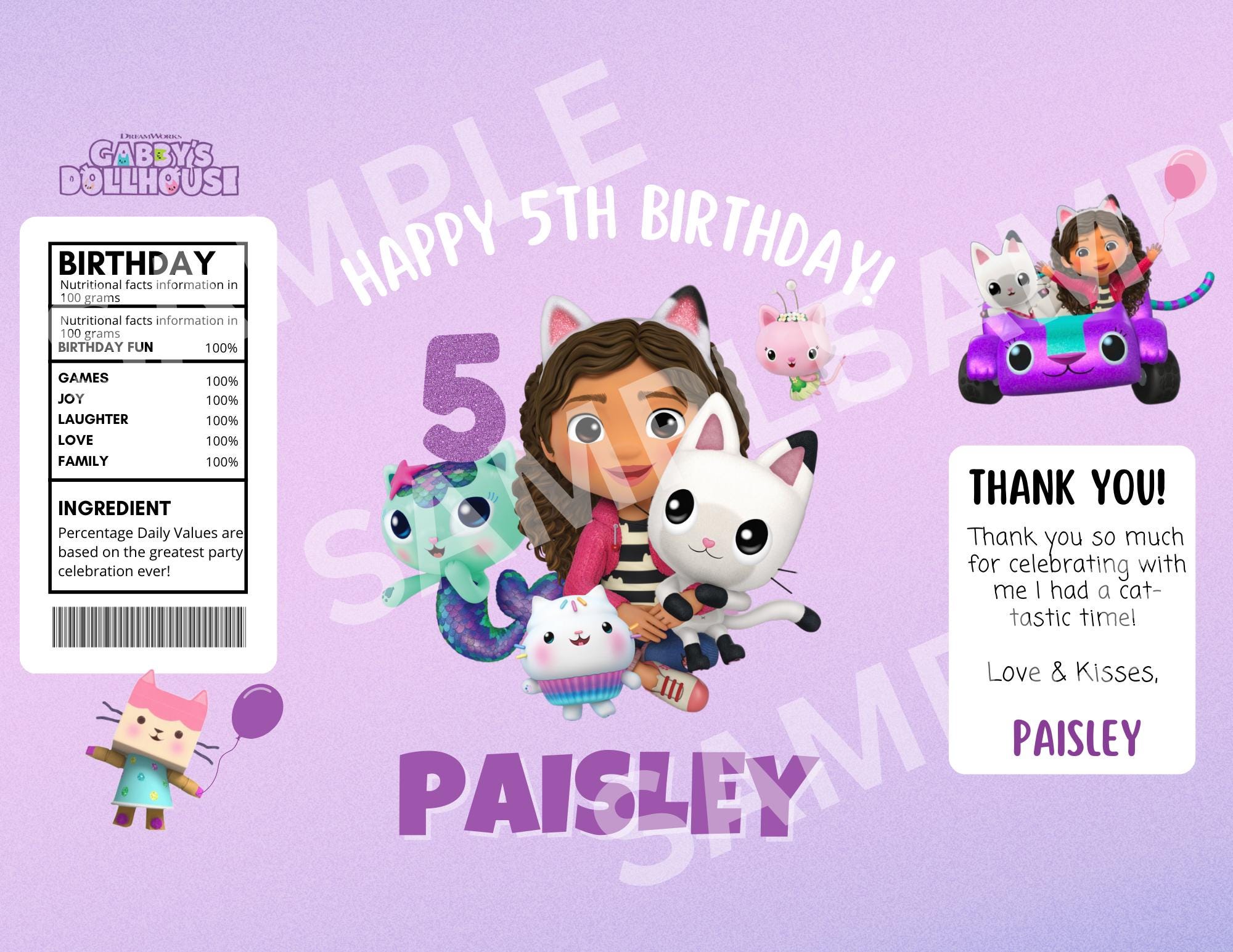 Custom Gabby Dollhouse Chip Bag Labels - Etsy