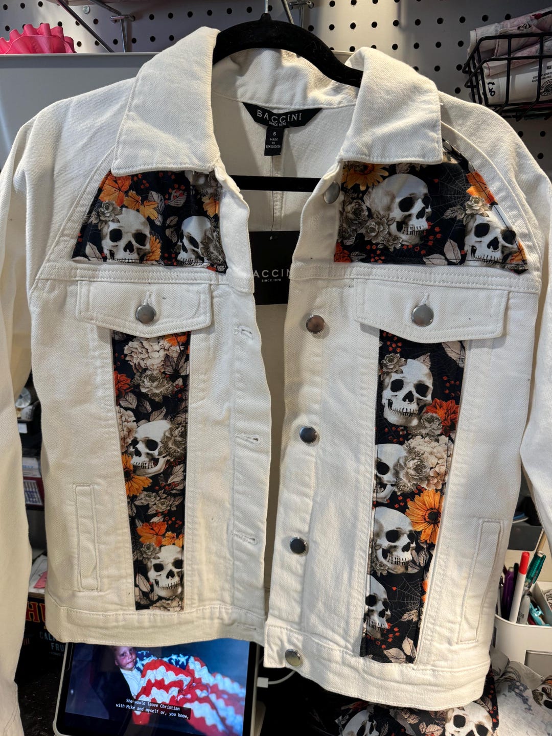 Custom Fall Skulls Jean Jacket for Fall - Etsy