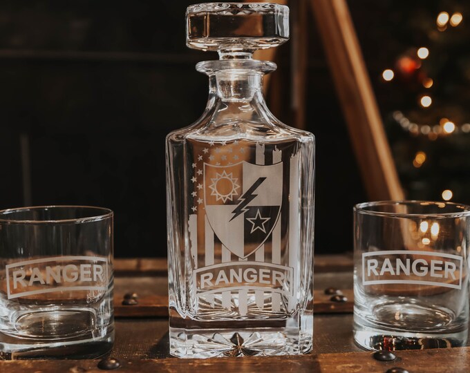 Ranger Whiskey Decanter Set, Ranger Battalion, ETS Gift, PCS Gift, RASP ...