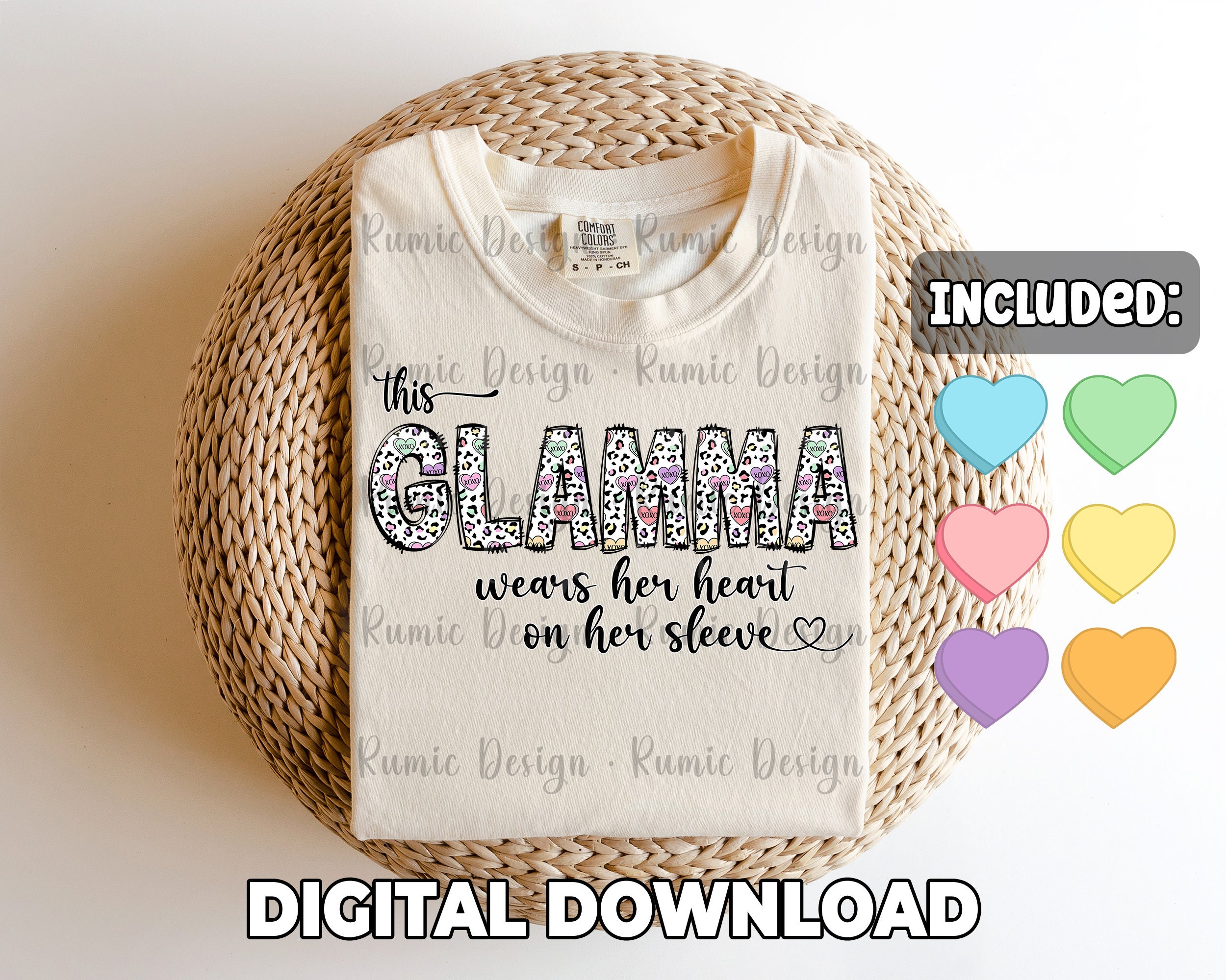 This Glamma Wears Her Heart on Her Sleeve PNG, Add Your Own Name Candy ...