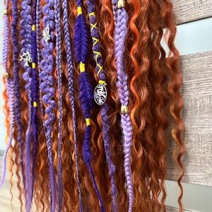Bohemian Curls Cooper Dreads and Violet Braids Soft Red Curly Wavy ...