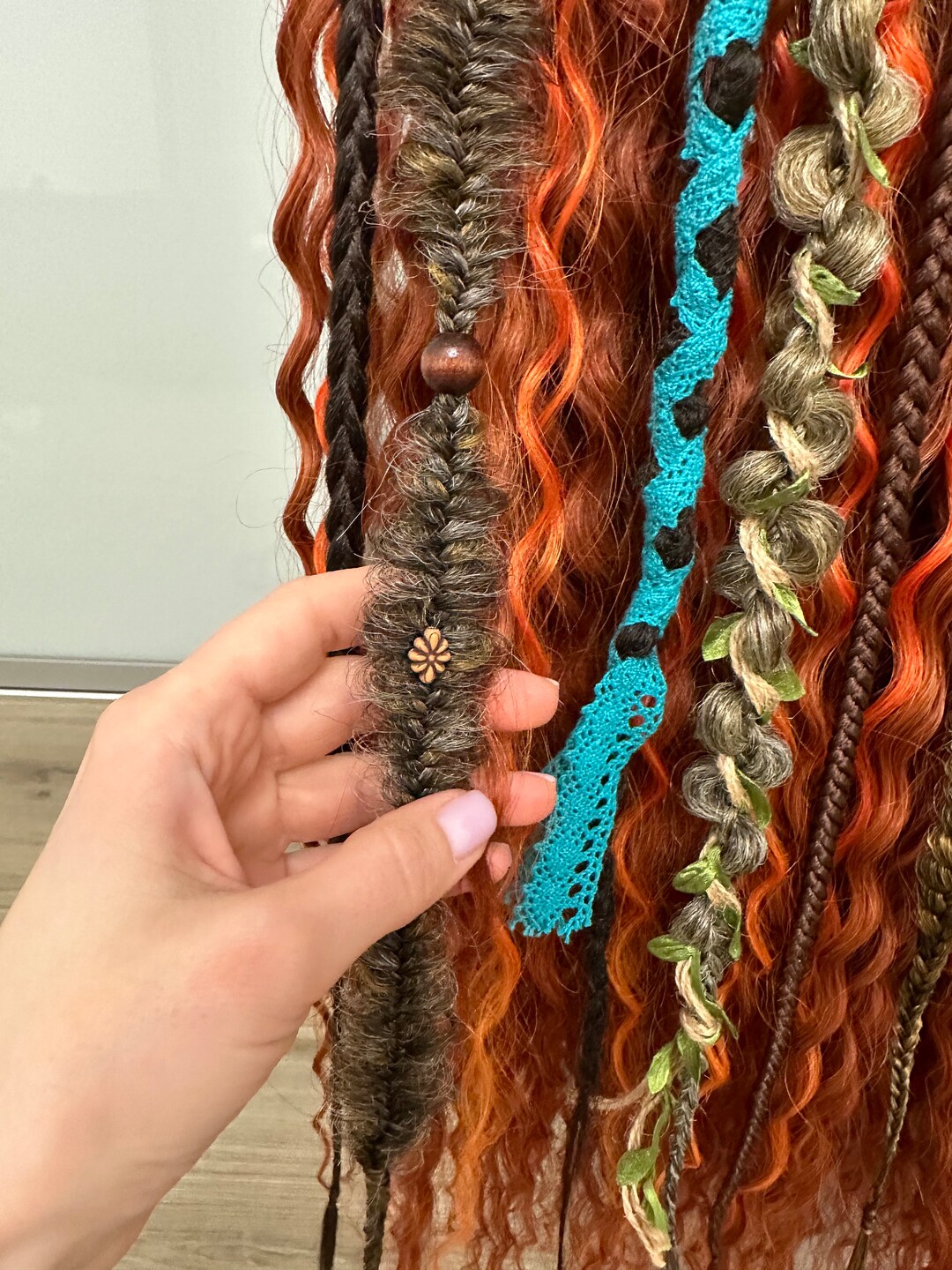 Set of Copper Bohemian Dreadlocks Soft Red Wavy Ombre Dreads and ...