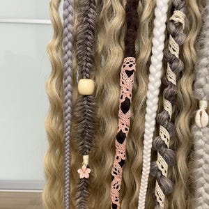 Set of Ash Blonde Bohemian Wavy Dreads and Gray Textured Braids 60 DE ...
