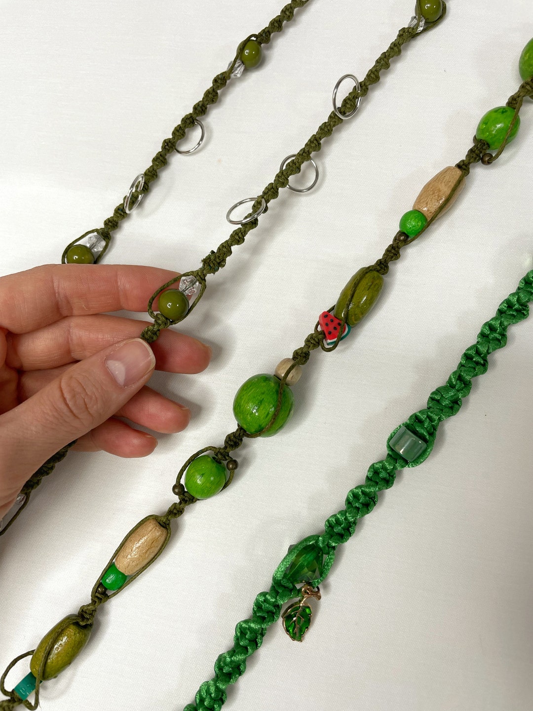 Green Macrame Human Hair Wrap Dreadwrap Boho Hippie Hair Accessories ...