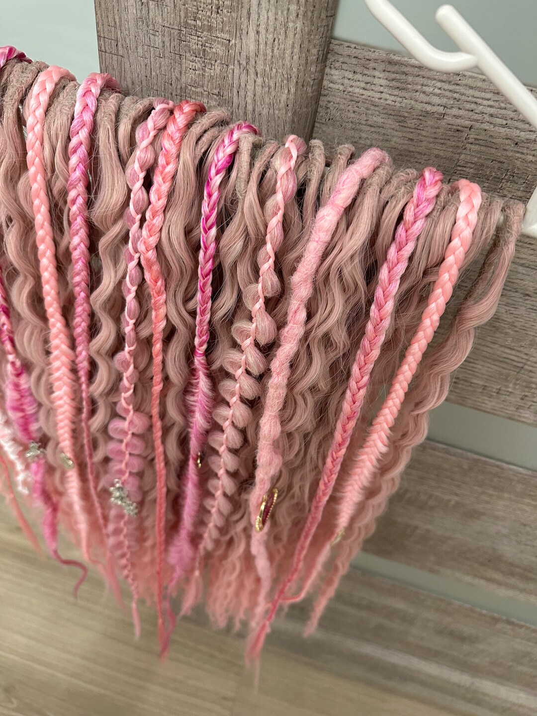 Set of Blonde Bohemian Crochet Dreadlocks Wavy Dreads and Pink Textures ...
