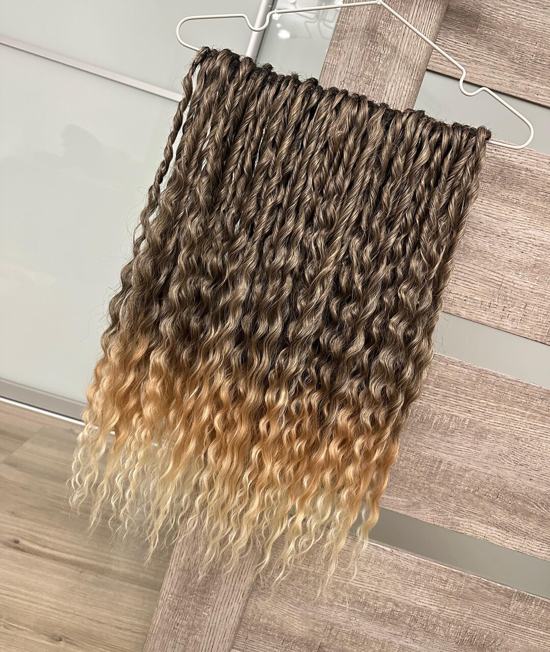Brown to Blonde Wavy Ombre Curls Hair | Crochet Dreadlocks Extensions ...
