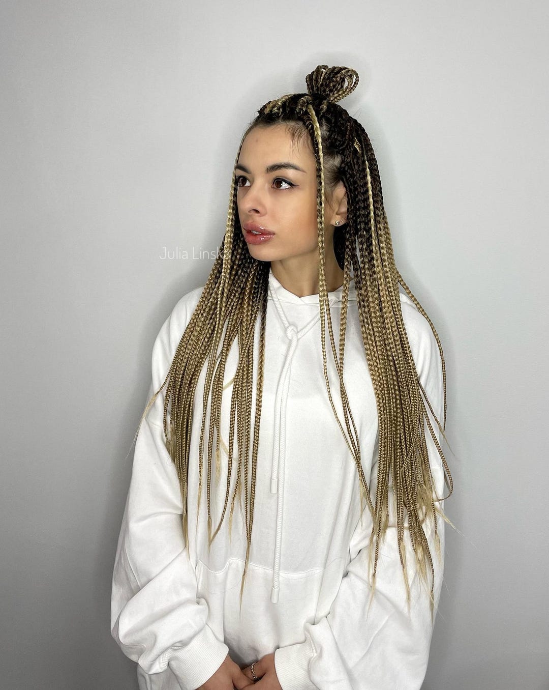 Dark to Blonde Brown 60 DE Ombre Braids, Natural Look Synthetic Volume ...