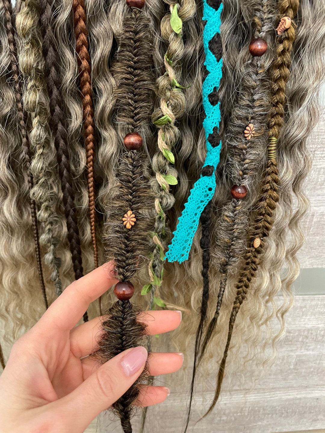 Ash Brown Bohemian Dreads and Brown Braids Soft Boho Wavy - Etsy
