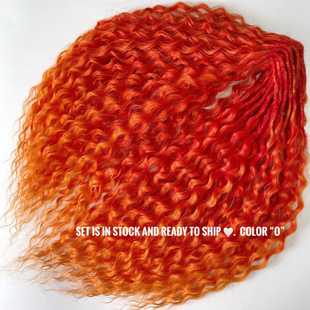 Synthetic Dreadlocks Extensions Lightweight Red to Orange Ombre Curls ...