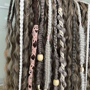 Set of Ash Brown Bohemian Dreadlocks Soft Boho Wavy Dreads and Grey ...