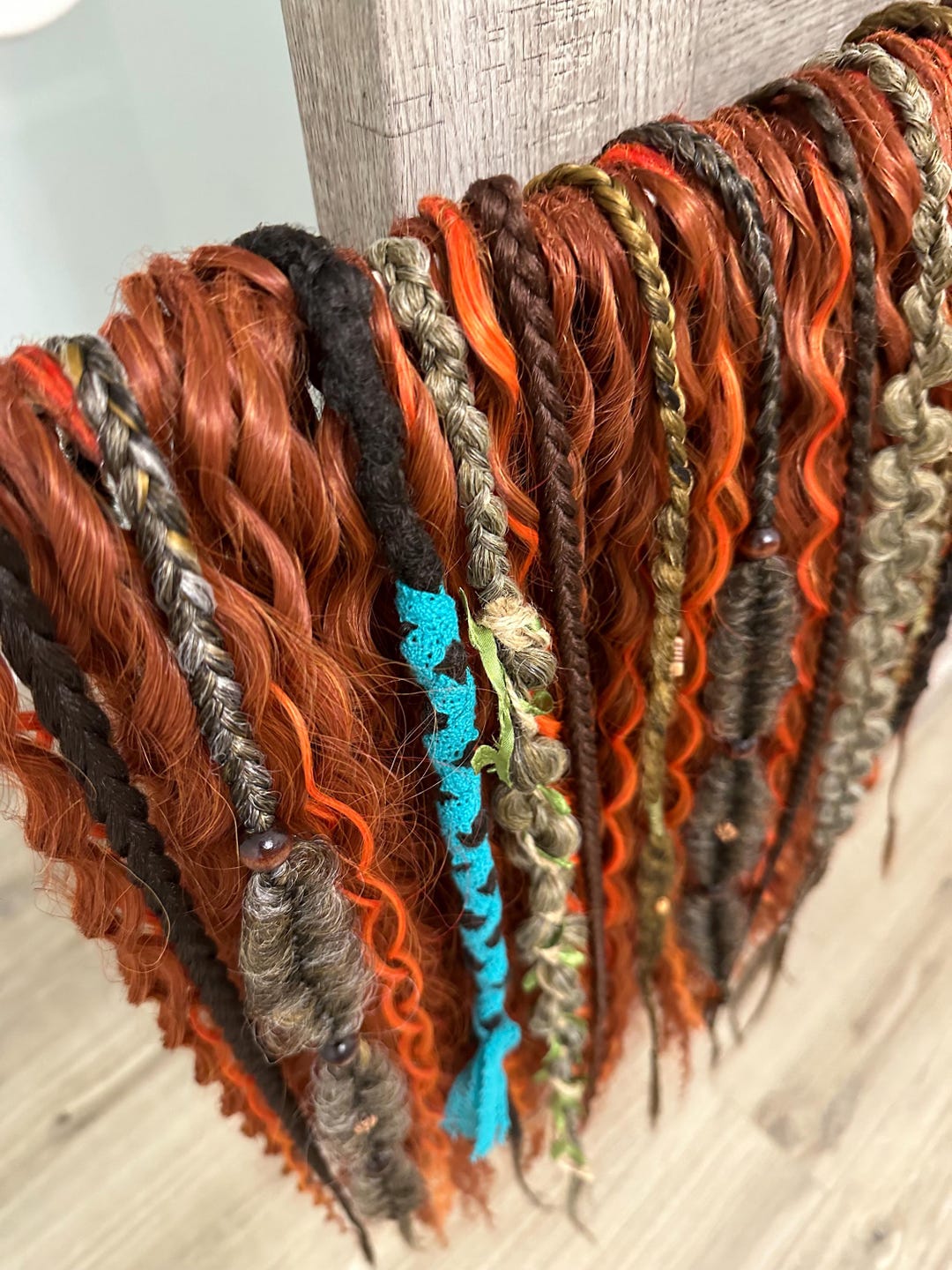 Cooper Curls and Burgundy and Textured Braids, 60 DE Synthetic Wavy ...