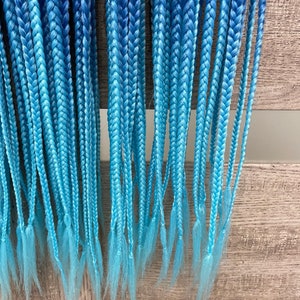 Synthetic Volume Braids Ombre From Black to Blue and Cyan DE Hair ...