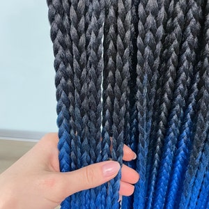 Synthetic Volume Braids Ombre From Black to Blue and Cyan DE Hair ...