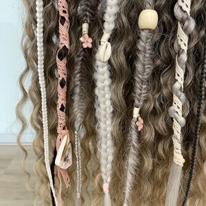 Set of Ash Brown Bohemian Dreadlocks Soft Boho Wavy Dreads and Grey ...
