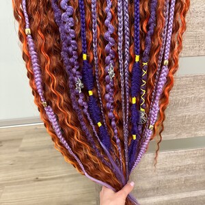 Bohemian Curls Cooper Dreads and Violet Braids Soft Red Curly Wavy ...