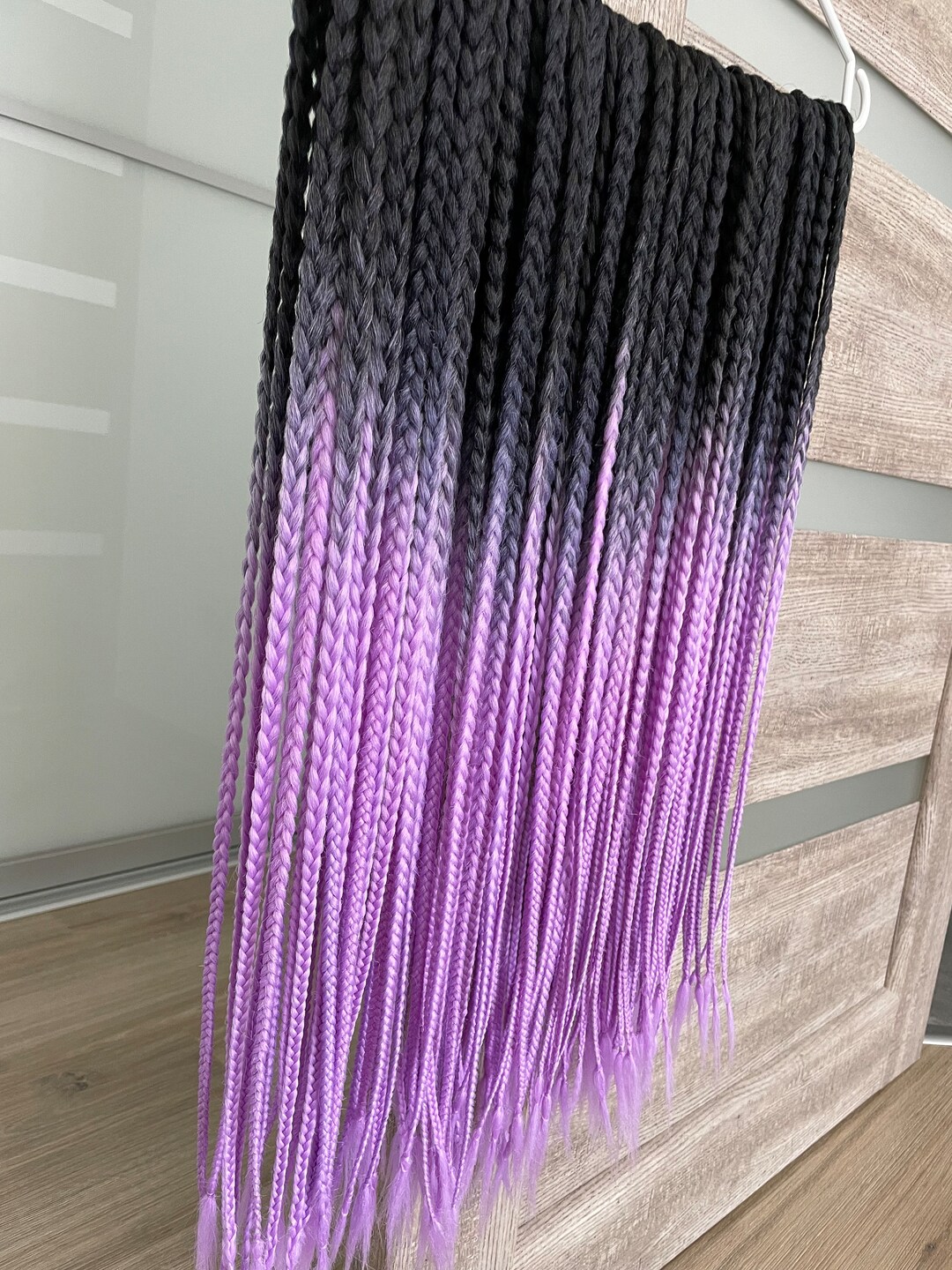 Natural Look Synthetic Volume Braids Black to Violet Ombre DE SE Braids ...