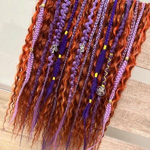 Bohemian Curls Cooper Dreads and Violet Braids Soft Red Curly Wavy ...