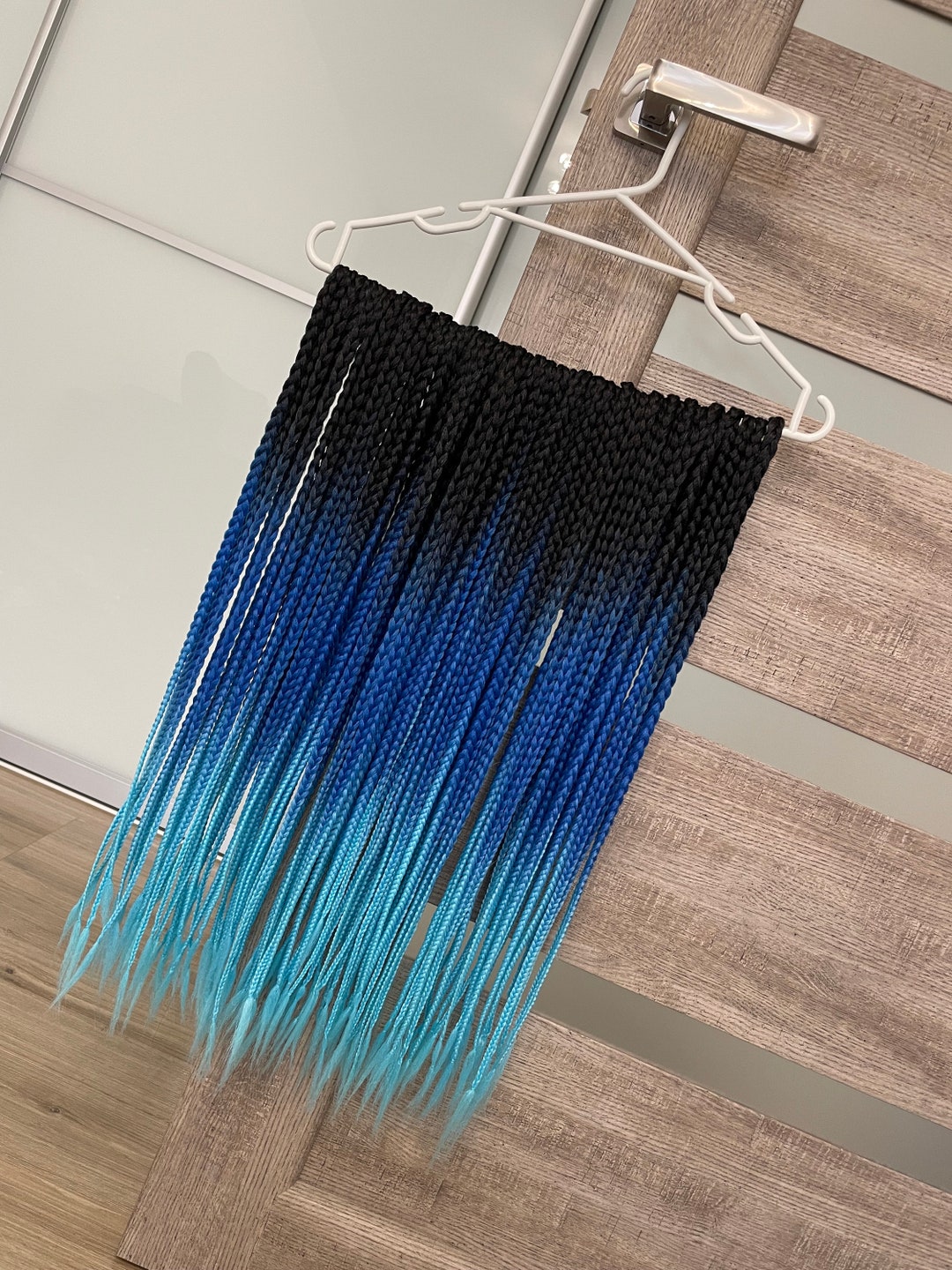 Mix of Black to Blue and Cyan Volume Braids DE Hair Extensions ...
