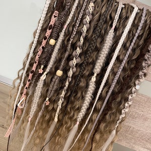 Set of Ash Brown Bohemian Dreadlocks Soft Boho Wavy Dreads and Grey ...