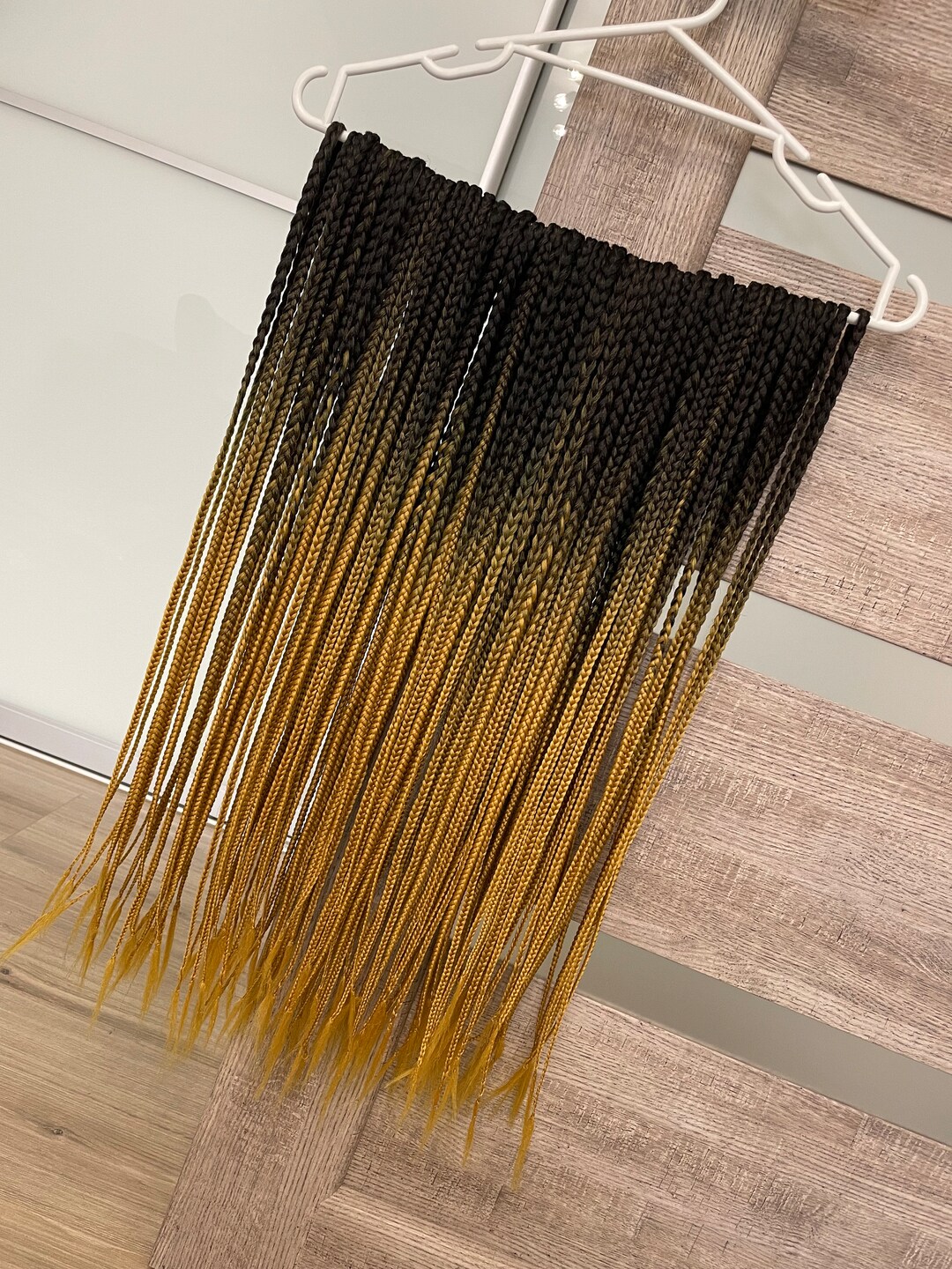 Natural Look Synthetic Braids Full Set 60 DE Black to Brown Custom Fake ...