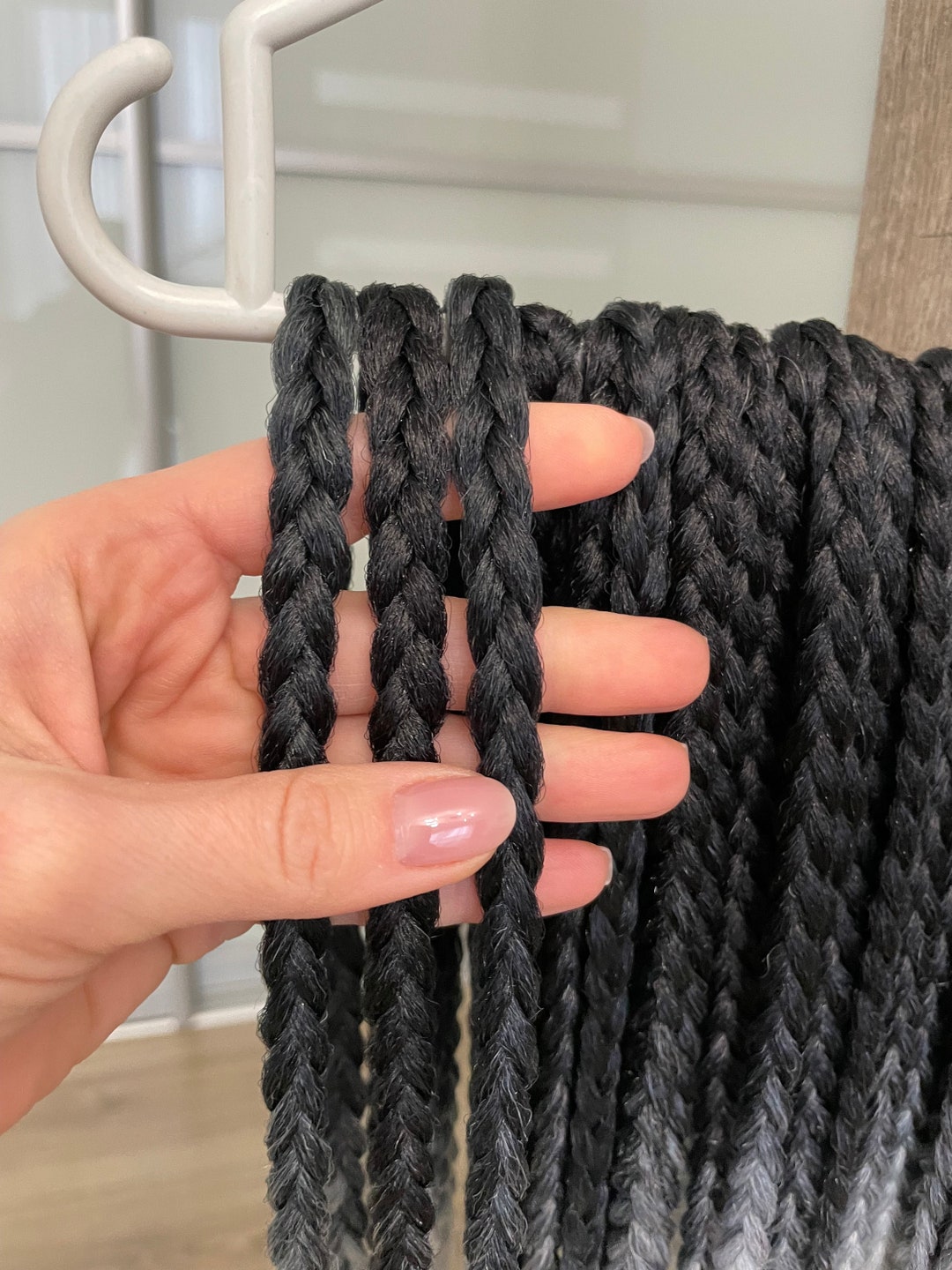Black to White Ombre Braids Set, Full Head Set Double Ended Braids, 60 ...