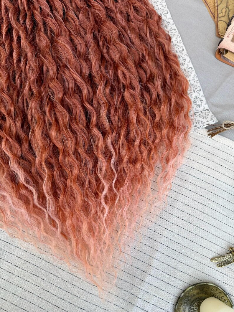 Pastel Red Curly Dreads, Full Set DE SE Wavy Dreadlock Extensions ...