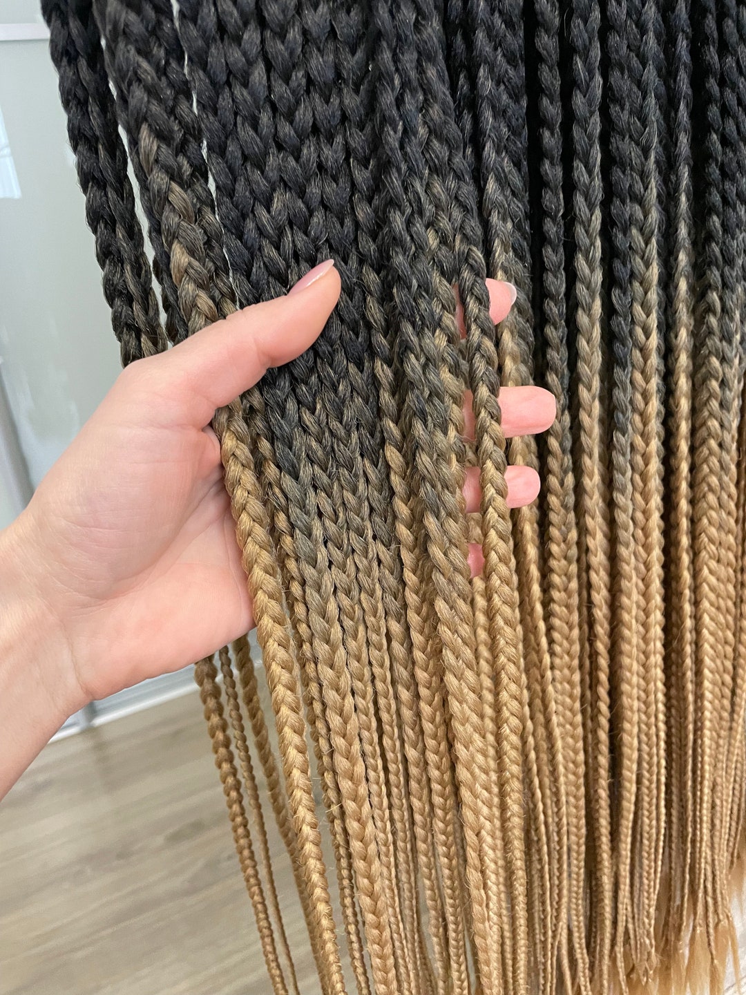 Natural Look Ombre Braids Full Set 60 DE Black to Brown Synthetic ...