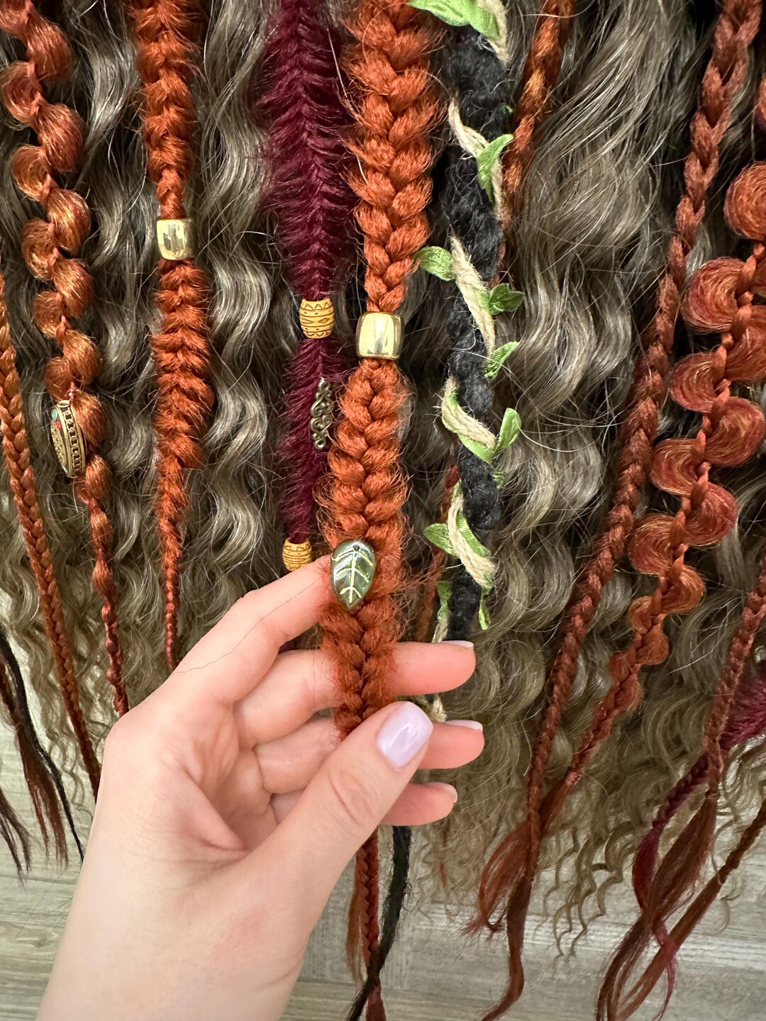 Brown Curly Curls and Cooper Braids, Full Set Soft Boho Wavy Dreadlock ...