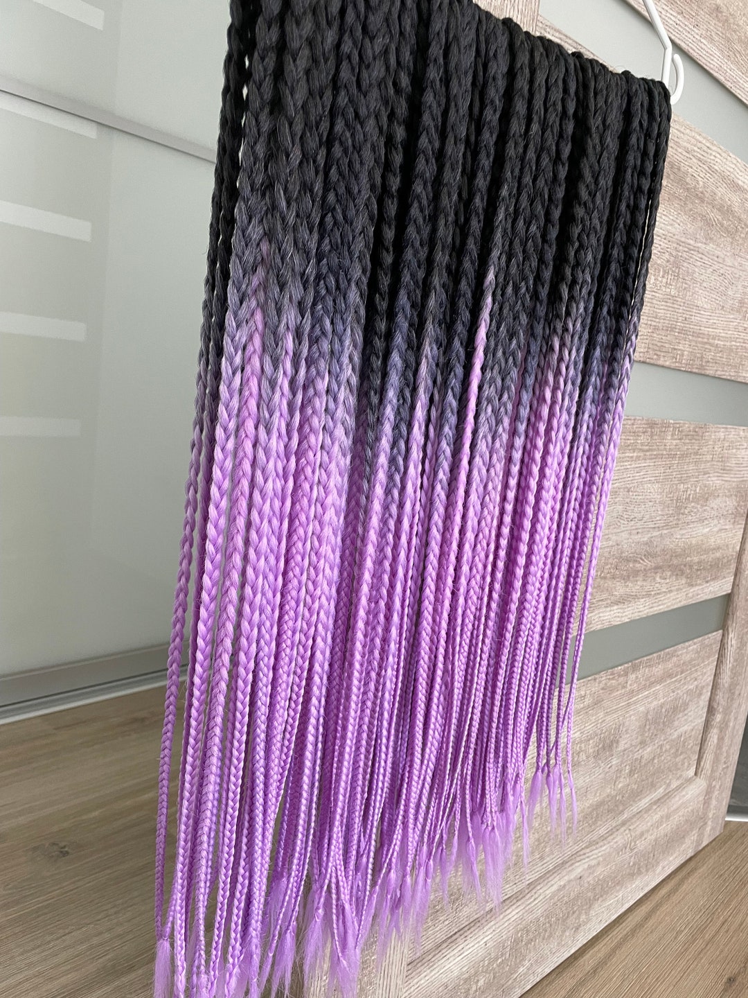 Natural Look Synthetic Volume Braids Black to Violet Ombre - Etsy