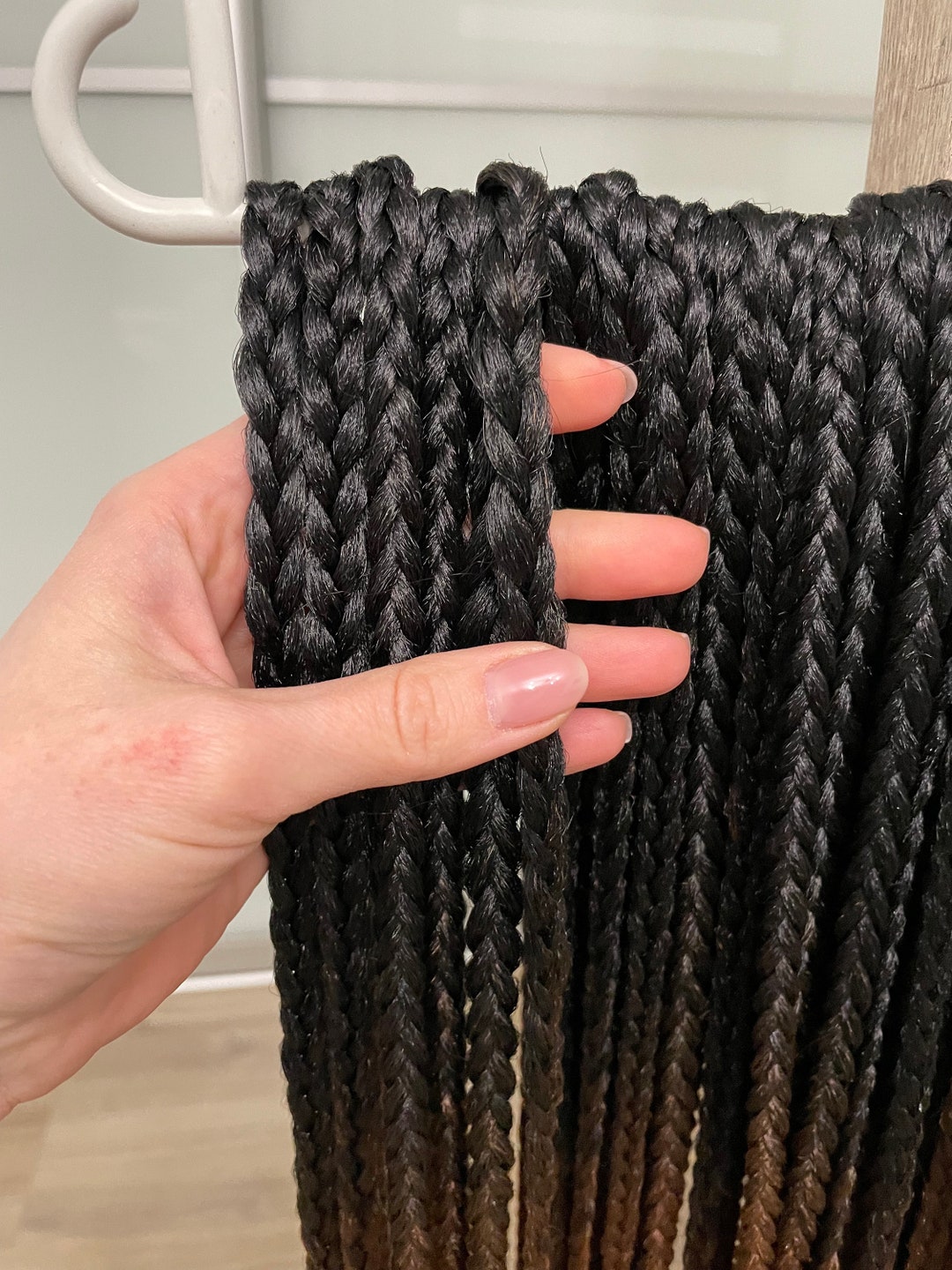 Natural Look Synthetic Braids Full Set 60 DE Black to Dark Brown Ombre ...