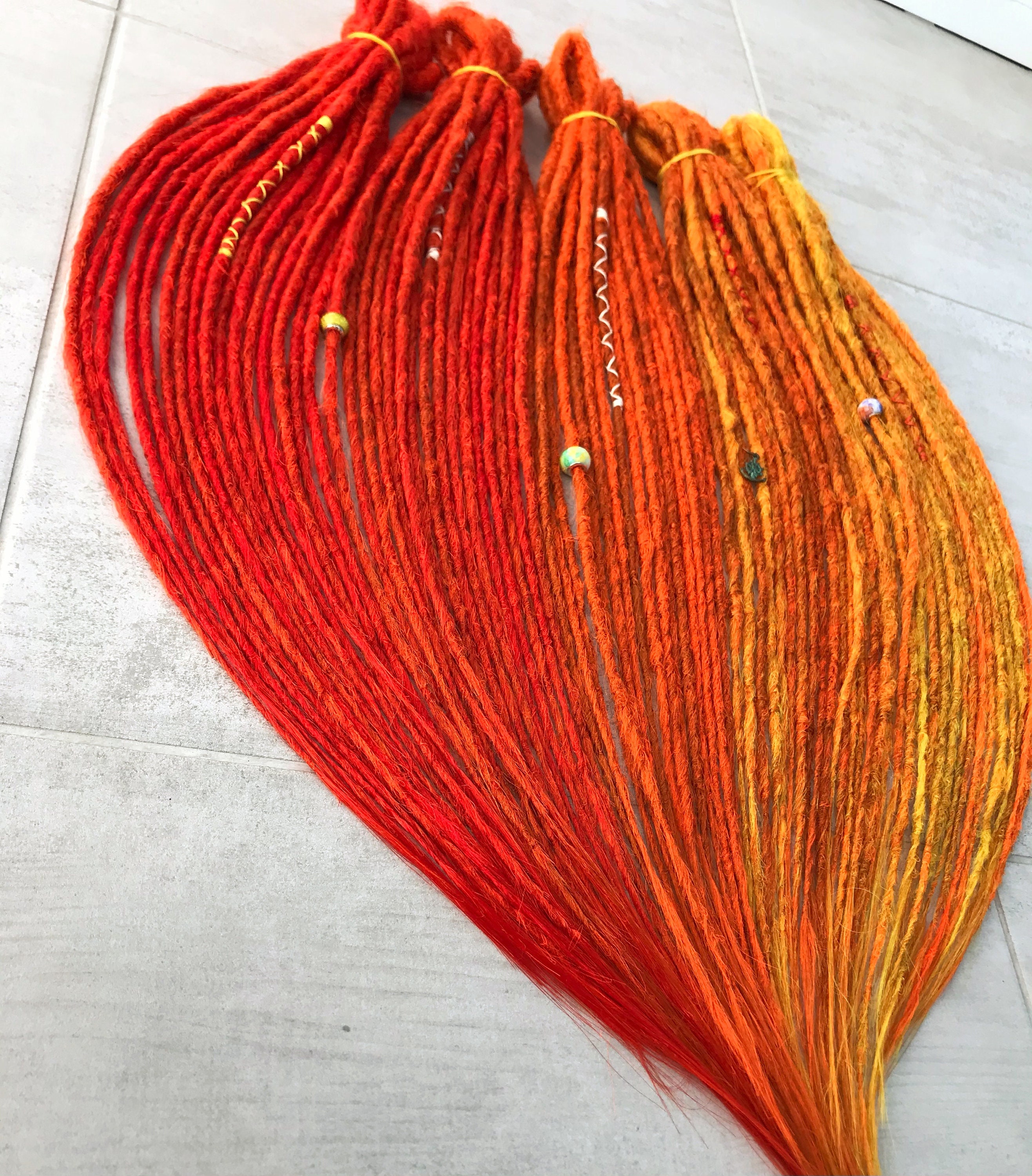 Synthetic Dreadlocks Set of Shades of Red Orange and Yellow | Etsy