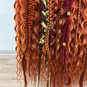 Bohemian Curls Cooper Dreads and Textured Braids Soft Red Curly Wavy ...