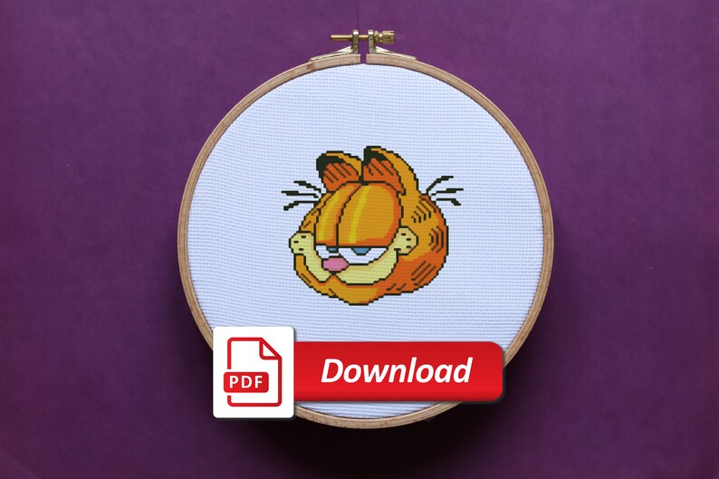 Garfield. Funny PDF Pattern for Easy Own Cross Stitching or Unique Gift ...