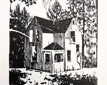 King Oyster Mushroom Dwellings Block Print - Etsy