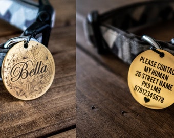 Deeply Engraved Solid Brass Dog Tag 27mm Round - Etsy