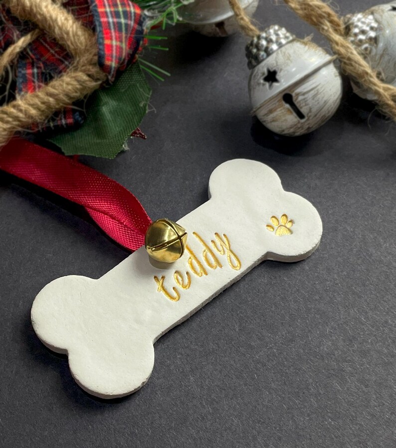 Personalized Dog Bone Ornament: Clay Pet Christmas Decoration - Etsy